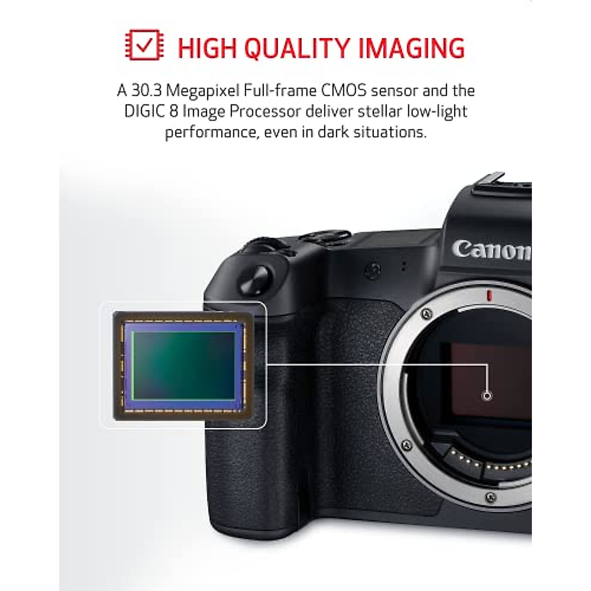 Canon EOS R, Vlogging and Content Creator Camera 4K UHD, Digital Single-Lens Non-Reflex AF/AE, 0.76 Magnification, OLED Color Electronic Viewfinder, CMOS Sensor, Mirrorless, Full-Frame (Body Only)