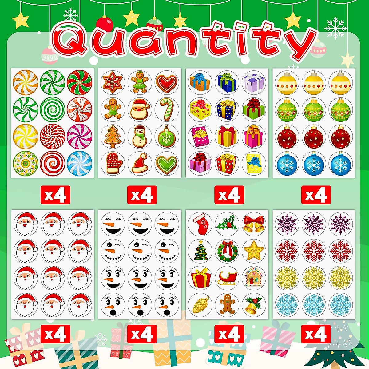Funnlot Christmas Stickers For Kids Christmas Ornament Stickers 384pcs Stickers Christmas Christmas Stickers Roll Assortment Holiday Sticker Santa Snowman Reindeer Stickers