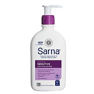 Sarna Sensitive Steroid-Free Anti-Itch Lotion for Dry Irritated Skin, Fragrance free - 7.5 Fl Oz