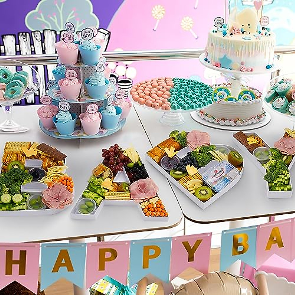 VLN DESIGNS Baby Letter Boxes - Gender Reveal Decor, Fillable Cardboard Letters for Charcuterie Boards, Baby Shower Decorations