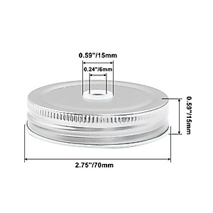 Coufce 8 PCS 2.7" Mason Jar Lids with Straw Hole Stainless Steel Drinking Jar Lids Canning Lids Polished Surface Reusable Premium Mason Jar Lids for Ball, Kerr Jars