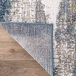 Rugshop Modern Abstract Waves Area Rug 7'10" x 10' Blue