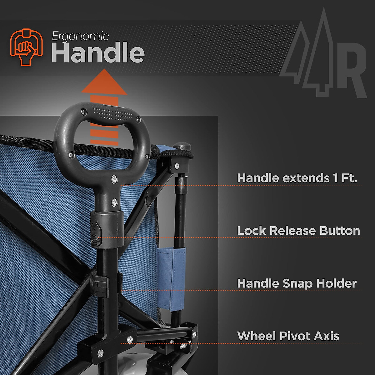 Rangland Beach Wagon with Big Wheels for Sand - All Terrain Steel Frame Utility Cart with 9" Pneumatic Tires, Collapsible Folding Design (Sand Warrior RX800)