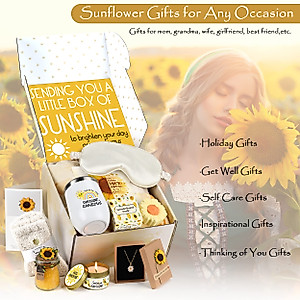 Sunflower Gifts for Women Sending Sunshine Gift-Get Well Soon Gift Basket, Care Package for Women Birthday Gifts for Women, Inspirational Blanket Thinking of You Gifts for Women Mom Wife Friends
