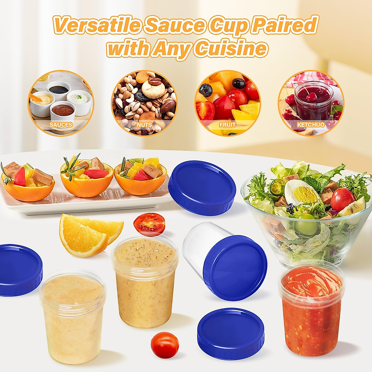 Mckinu 12 Pack Salad Dressing Container: Salad Dressing Container to Go - Dressing Containers with Lids Reusable Sauce Containers for Lunch Boxes Picnics and Travel