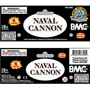 BMC CTS Naval Cannon Artillery - 6pc Black & Bronze Plastic Army Men Accessories