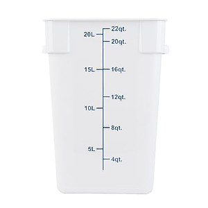 Restaurantware - Met Lux 22 Quart Food Storage Container, 1 White Storage Container - Lids Sold Separately, Blue Volume Markers, Dishwashable Container, Side Handles, For Storing Foods