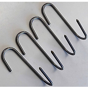 RiversEdge Products Stainless Meat Hooks, Smoker Hook, 5" Right Angle, 4 Pack