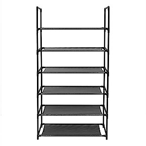 6-Tier Shoe Rack Shoes Storage Organizer Entryway Metal Shoe Holds 18-24 Pairs of Shoes