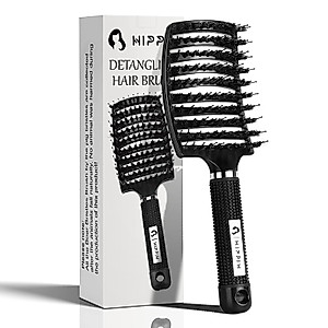 Voremy Magical Brush Detangler, HIPPIH Styling Massage Hair Brush for Curly Hair, Vormey Ultra Detangler brush for Women, Man & Kids, Hairbrush Can Adds Shine & Smooth for Thick Hair (Black)