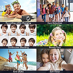 Digital Camera, Kids Camera with 32GB Card FHD 1080P 44MP Vlogging Camera with LCD Screen 16X Zoom Compact Portable Mini Rechargeable Camera Gifts for Students Teens Adults Girls Boys-Black