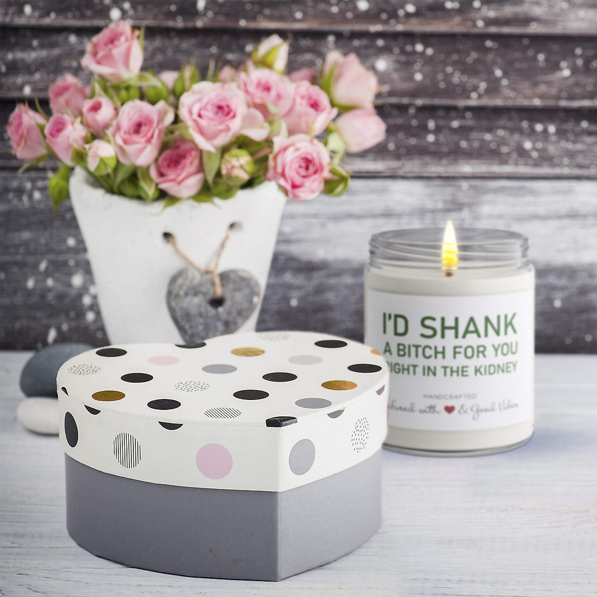 Friend Gifts for Women- Mint Sugar Soy Wax Funny Candles for Birthday Gifts for Friends Female- Hand Poured in The USA - 9 oz - Apple Caramel Scent, Cotton Wick, Cute Christmas Friendship Gifts Ideas