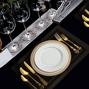 Retro Royal 20 Pieces Stainless Steel Silverware Set,Anti-rust Flatware Cutlery Set for 4,Luxury Kitchen Utensil Tableware Set Include Fork Spoon Knife,Mirror Polished Dishwasher Safe,Gold