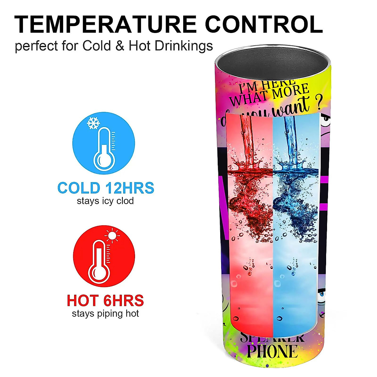 Sarcastic WTF Insulated Skinny Tumblers Cup Coffee Mug with Lid Funny 20oz Reusable Stainless Steel Water Bottle for Hot & Cold Drinks Tea Cup Iced Coffee Travel Mug(Pack of 1)