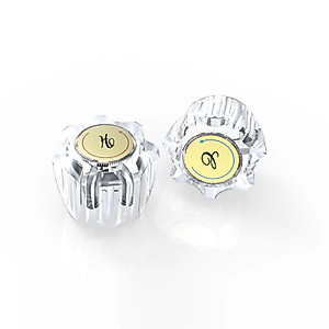 Grandiance Faucet Handles, Bathtub Faucet Knobs, Complete Faucet Rebuild Trim Kit Compatible with Delta/Delex faucets, Hot and Cold Faucet Replacement Handles in Clear Acrylic, 1 Kit