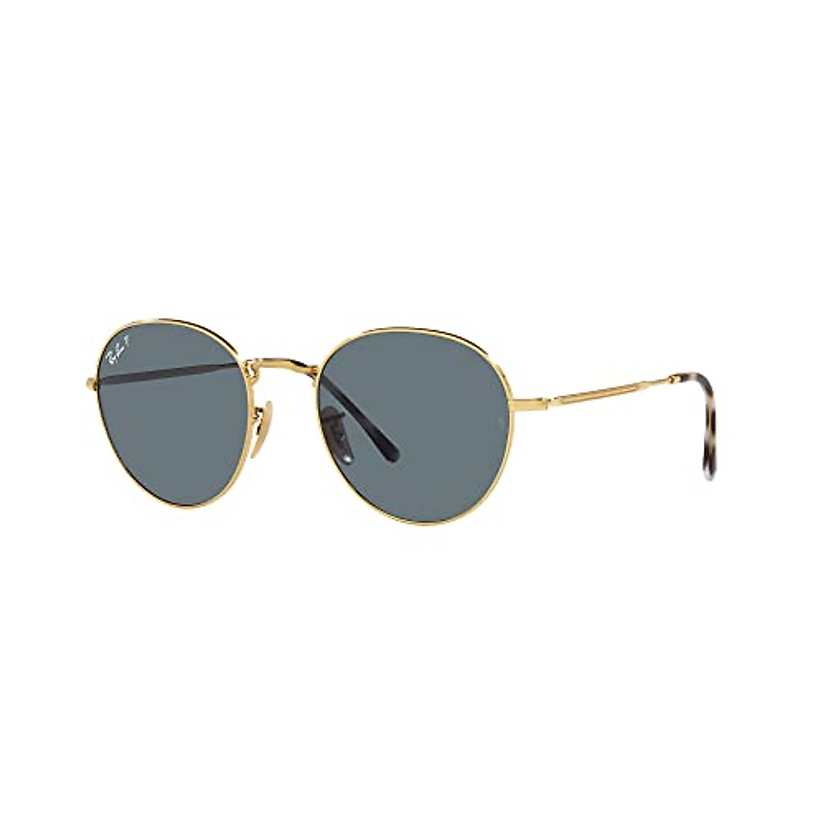Ray-Ban RB3582 David Round Sunglasses, Gold/Dark Blue Polarized, 53 mm