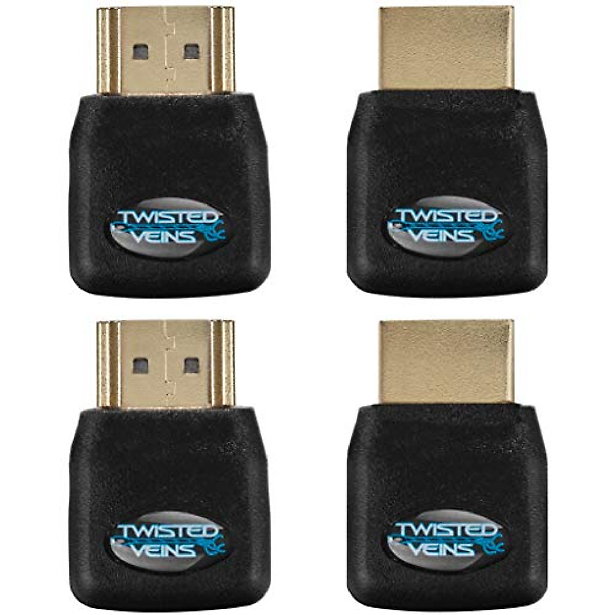 Twisted Veins HDMI 90 & 270 Degree, 4-Pack, Right Angle Adapters/Connectors, Supports HDMI 2.0b 4K 60hz HDR