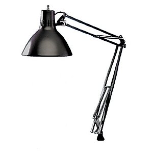 Luxo LS1ABK LS 23W CFL Task Light, 45" Powder-Coated Arm with External Springs, Edge Clamp, Black