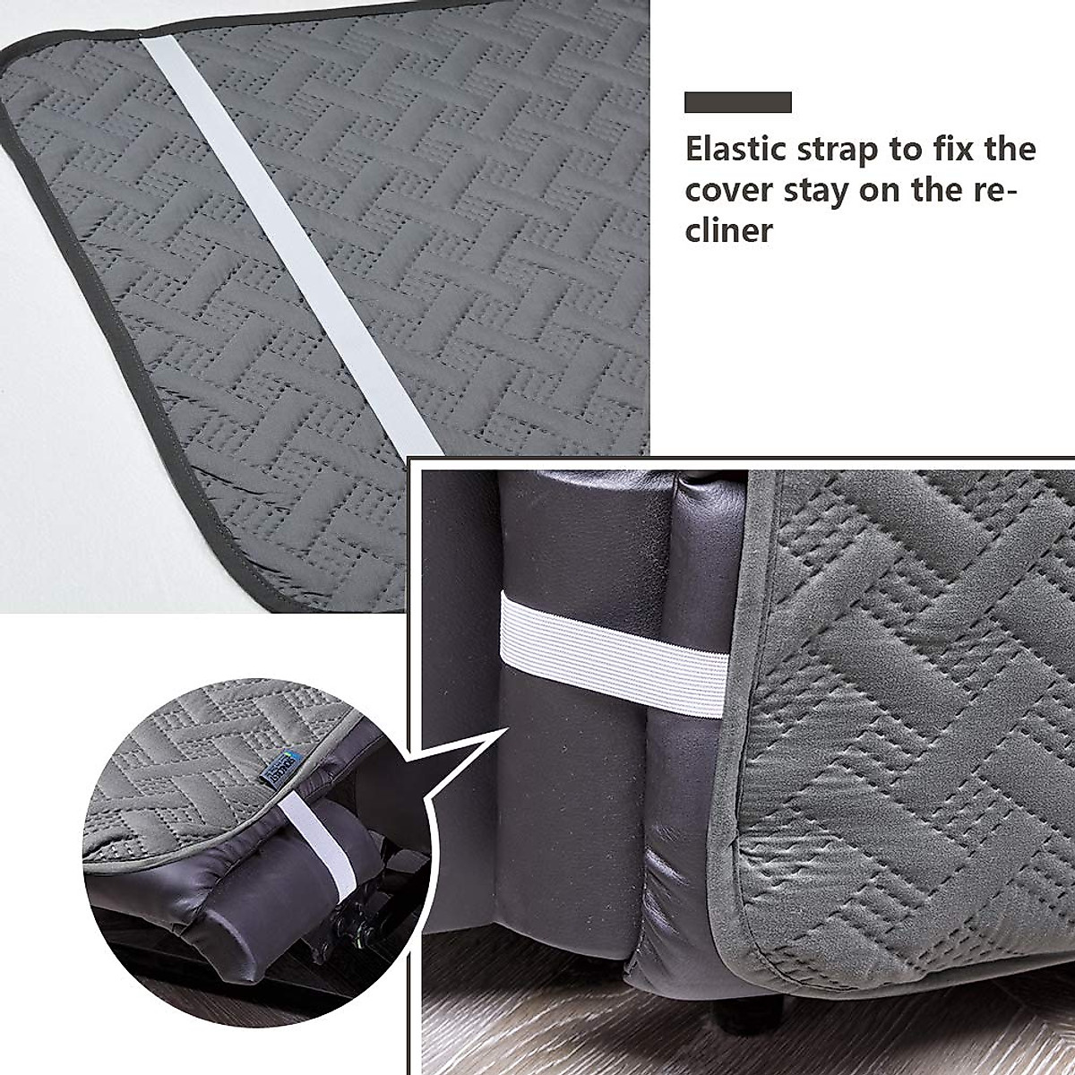 STONECREST Recliner Chair Cover Water Resistant, Reversible Washable Cover, Stay in Place (Dark Grey/Grey, Recliner 23" Regular)