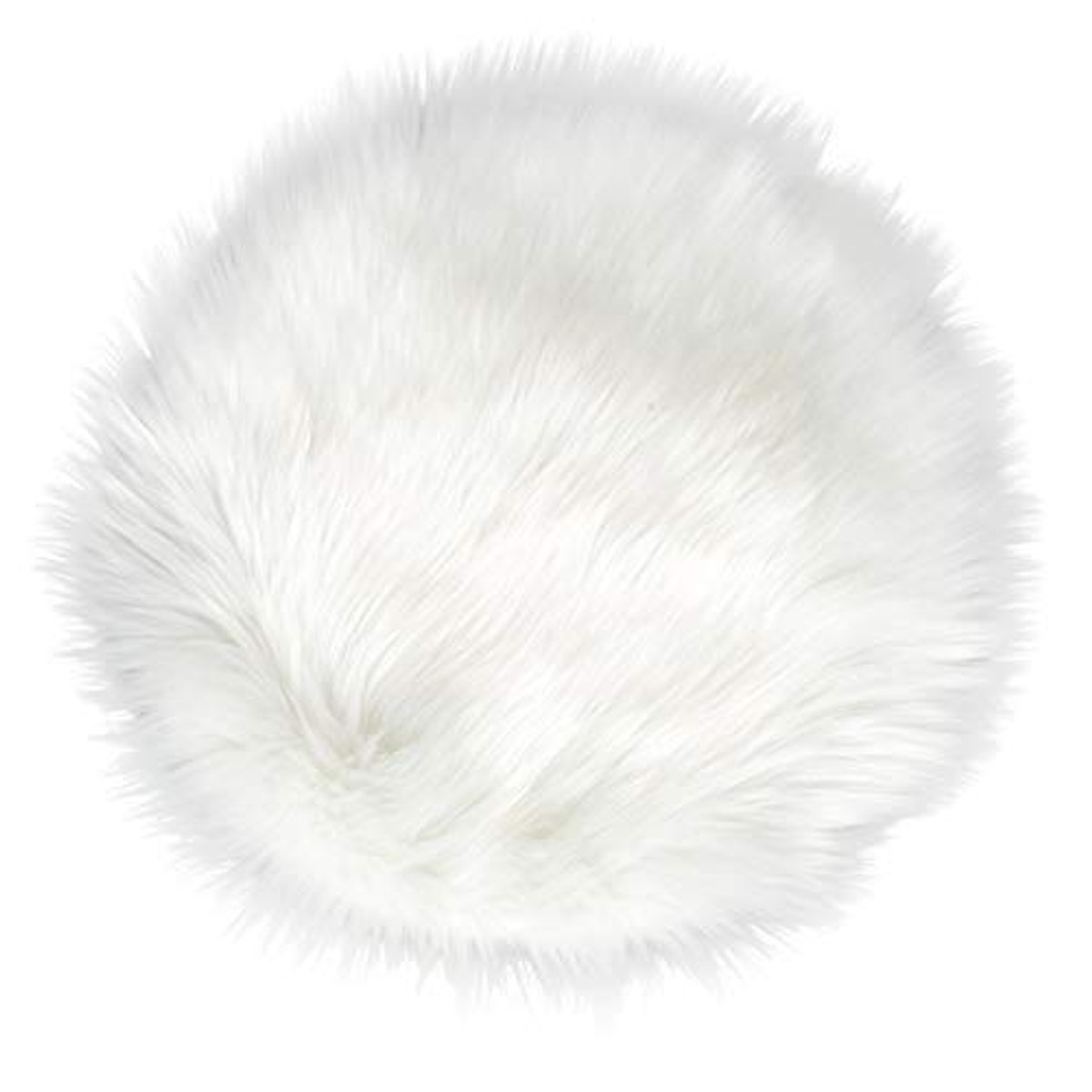 IVON 15.5 inches White Round Faux Fur Rug, Fluffy Rug Cushion for Chair, Background for Nail Desk Photos