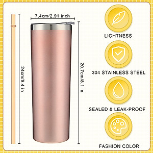 20 Pack 20 oz Stainless Steel Tumbler Set with Straws and Lids Double Wall Vacuum Insulated Travel Cup Colorful Skinny Coffee Tumbler Water Tumbler for Coffee Water Hot Cold Drinks