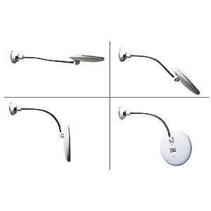 JiBen Flexible Gooseneck LED Lighted 10X Magnifying Makeup Mirror with Power Locking Suction Cup and 360 Degree Swivel, Portable Cordless Travel and Home Bathroom Vanity Mirror