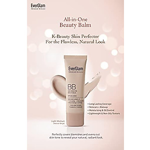 EverGlam K-Beauty Skin Perfector Korean BB Cream, Light Medium - Flawless, Natural Glow in Seconds | Multi-Function Tinted Moisturizer: Stays On All Day, Dewy, Water-Resistant, Oil-Controlling