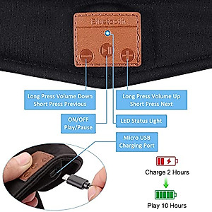 ASIILOVI Bluetooth Headband Headphones for Sleeping, Sleeping Headphones with HD 2-Parts Speakers and Mic for Nap Calling Running Yoga Daily Wear, Music Gift Ideas(Not for Side Sleepers)-Black