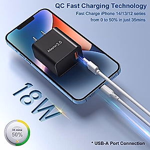 OKRAY 2-Pack Fast Charge 3.0 Adapter 18W Quick Charging Blocks USB Wall Plug Phone Charger Brick Compatible iPhone 14/13/12/11/XR/XS, iPad, AirPods, Samsung Galaxy S21 Note 20/10 Tab, Wireless Charger