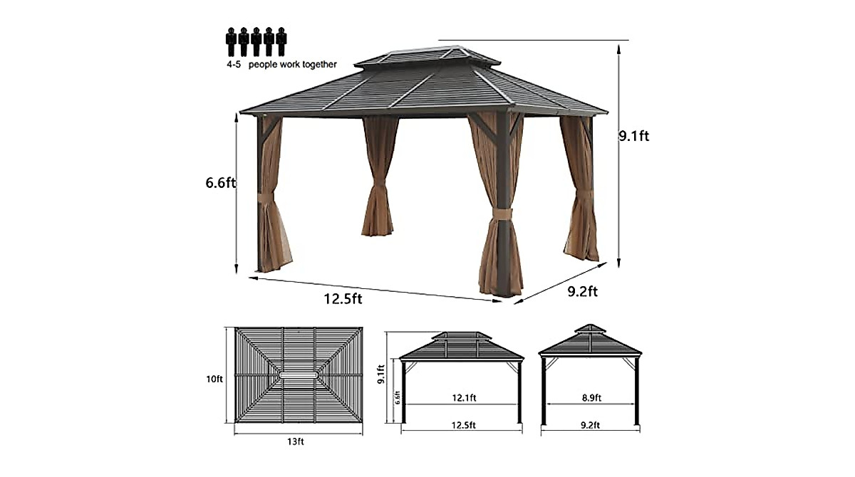 NOBLEMOOD 10’x13’ Hardtop Gazebo - Durable & Stylish