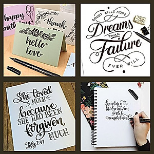 BOXUN Hand Lettering Pens - 4 Size Refillable Modern Black Calligraphy Ink Pen for Beginners Writing, Signature, Illustration Design