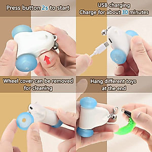 CZPET Cat Toys Kitten Jump Exercise Interactive Replaceable Elastic Automatic Toy Funny Cat Teaser Various Developmental Puzzle Toys Feather Mouse