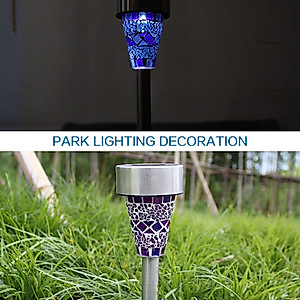 iFCOW Pathway Landscape Lighting, Solar Mosaic Garden Lights 3pcs Waterproof Mosaic LED Garden Light for Outdoor Christmas Garden Home Decoration