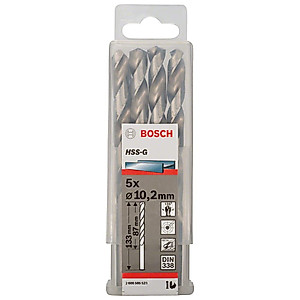 Bosch 2608585523 Metal Drill Bit Hss-G 10, 2mmx3.43inx5.24In 5 Pcs