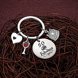 Nfyxcaz Birthday Keychain For Women Men Friendship Gift Happy Birthday Gift(50th Birthday)