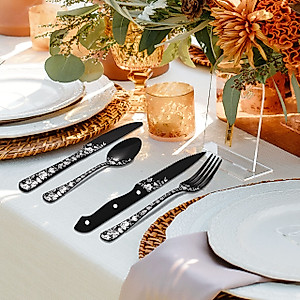 Stapava 48-Piece Black Silverware Set with Steak Knives for 8, Stainless Steel Flatware Set, Mirror Polished Cutlery Utensils Set, Include Knives Forks Spoons Set, Dishwasher Safe