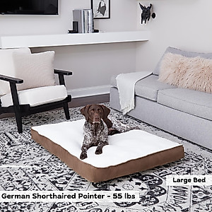 Happy Hounds Daisy Deluxe Supportive Sherpa Dog Bed, Large (48 x 36 in.), Mocha