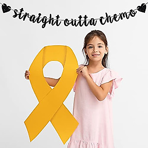 Black Glitter Straight Outta Chemo Banner, Kicking Cancer's Butt/I Kicked Cancer's Ass, Cancer Celebration Party Decor Supplies