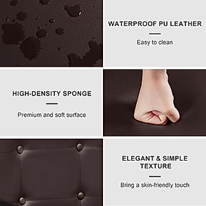 VECELO Desk Chair, Home Office Swivel Chairs PU Leather Height Adjustable with Wheels, Coffee