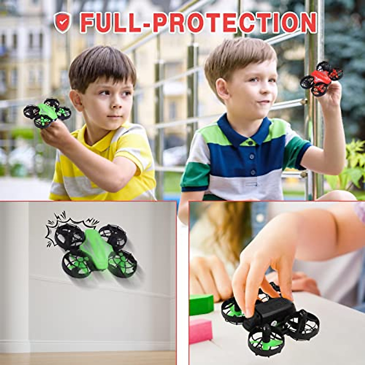 2 Pack Mini Drone for Kids and Beginners, Remote Control Helicopter Quadcopter with 6 Modular Batteries, Auto Hovering, 3 Speed Modes, Headless Mode, Indoor RC Pocket Plane Gift for Boys and Girls, Green and Red