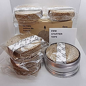 Jute Fire Starter Tapes as Outdoor Kindling with Swiss Design, Ignite firewood or Charcoal at Camping Barbecue Fireplace, 8 Rolls (3 Meter Long Each) in a Box, Portable and Convenient