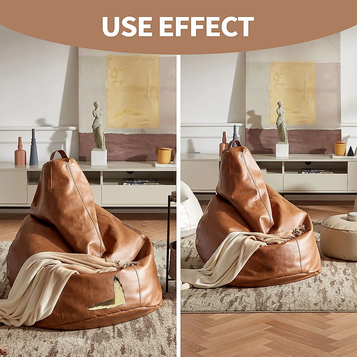 ONine Leather Repair Patch，Self-Adhesive Couch Patch，Available Anti Scratch Leather 5”X7.9”(12.7cm x 20cm) Peel and Stick for Sofas, Car Seats Hand Bags Jackets(Light Gray)