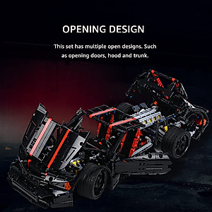 Nifeliz Sports Car X19 MOC Technique Building Blocks and Engineering Toy, Adult Collectible Model Cars Kits to Build, 1:9 Scale Race Car Model (1814 Pieces)