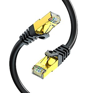 BIFALE Cat7 Ethernet Cable 100ft, Cat7 Outdoor Cable Triple shielding SSTP 10Gbps 600MHz Ethernet Patch Cable for Modem Router LAN RJ45, UV/Water Proof, Direct Burial, PE Jacket