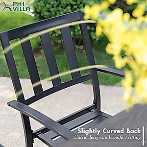 PHI VILLA Patio Dining Chairs, 300Lbs Stackable Wrought Outdoor Metal Dining Chairs with Armrest for Outdoor Kitchen Garden, Backyard - 2 Pack