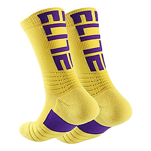 DRASEX Men's Cushioned Athletic Crew Socks 4 Pack Elite Basketball Compression Sport Running Hiking Socks