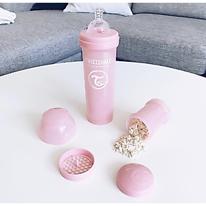 Twistshake Anti Colic Baby Bottles - Premium 330ml/11oz Bottles with 100ml Milk Storage Container for a Comfortable Feeding Experience for Baby Care - Pastel Pink