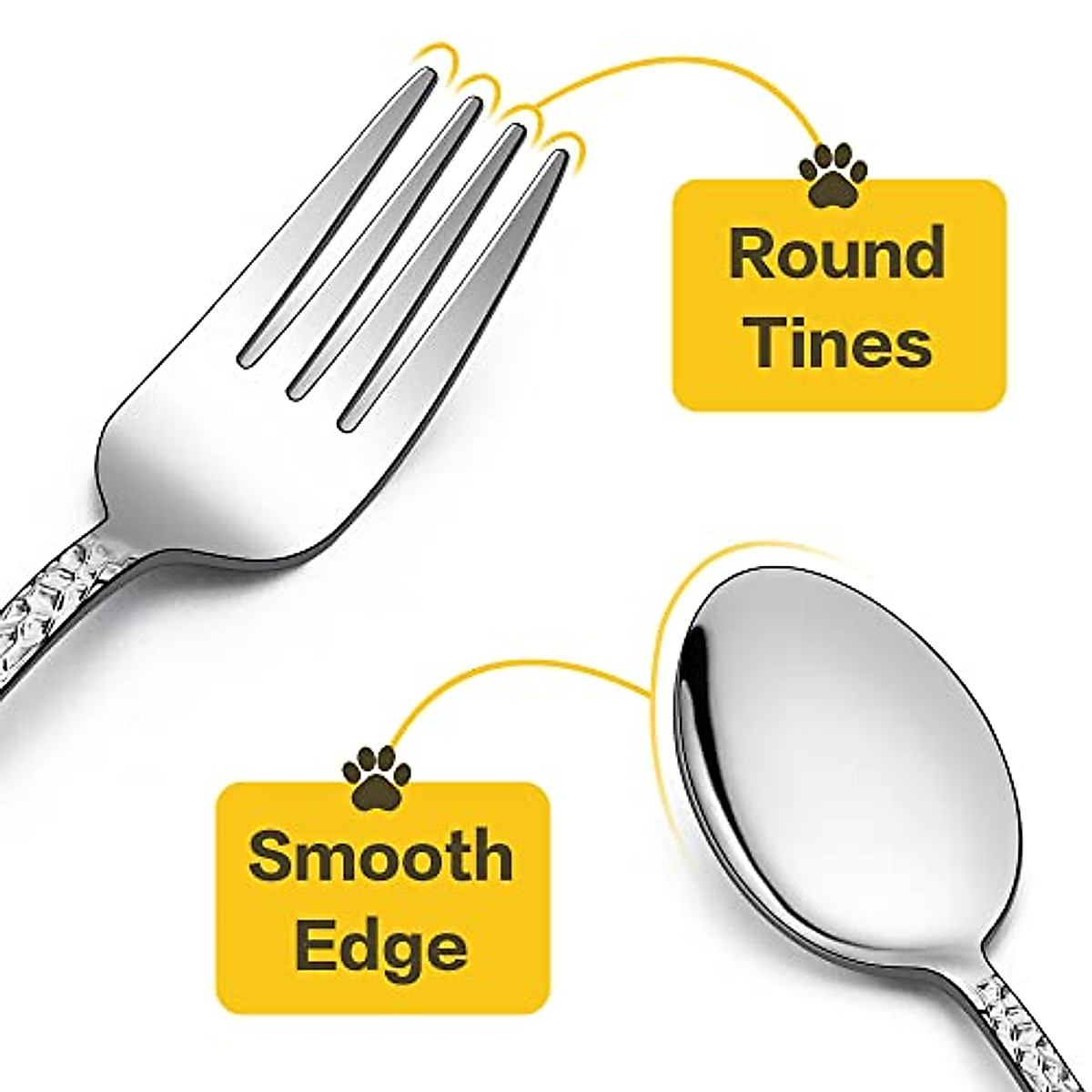 LIANYU 10-Piece Kids Silverware Set, Includes 5 Kid Spoons, 5 Kid Forks, Stainless Steel Toddler Utensils Children Flatware Set, Child Preschooler Cutlery Set, Dishwasher Safe