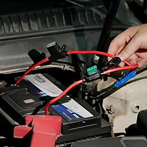 Inline Fuse Holder 12V 2 Pack, 16 AWG Waterproof Fuse Holder 11.8 Inch, in line Fuse Holders 12V with 2 Pcs Standard Car Fuses 15A Blade Fuse Holder for Automotive, Marine by XIOGZAXI