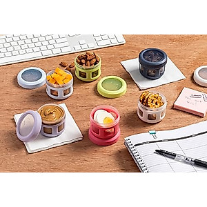 Ello Reusable Plastic Condiment Containers 4oz each with Screw-on Leak Proof Lid 6 Pack | Perfect for Salad Dressing Sauce Dips Lunchbox Picnic Travel Bento Box | BPA-Free | Dishwasher Safe | Sunny